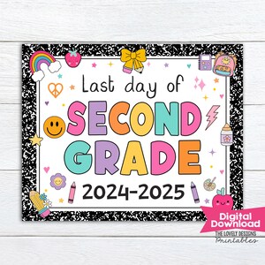 Last Day of 2nd Grade Sign: Photo Prop Printable (digital Download) - Etsy