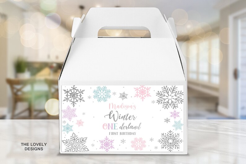 EDITABLE Winter Gable Box Label Winter Onederland Gift Box Label Winter ...