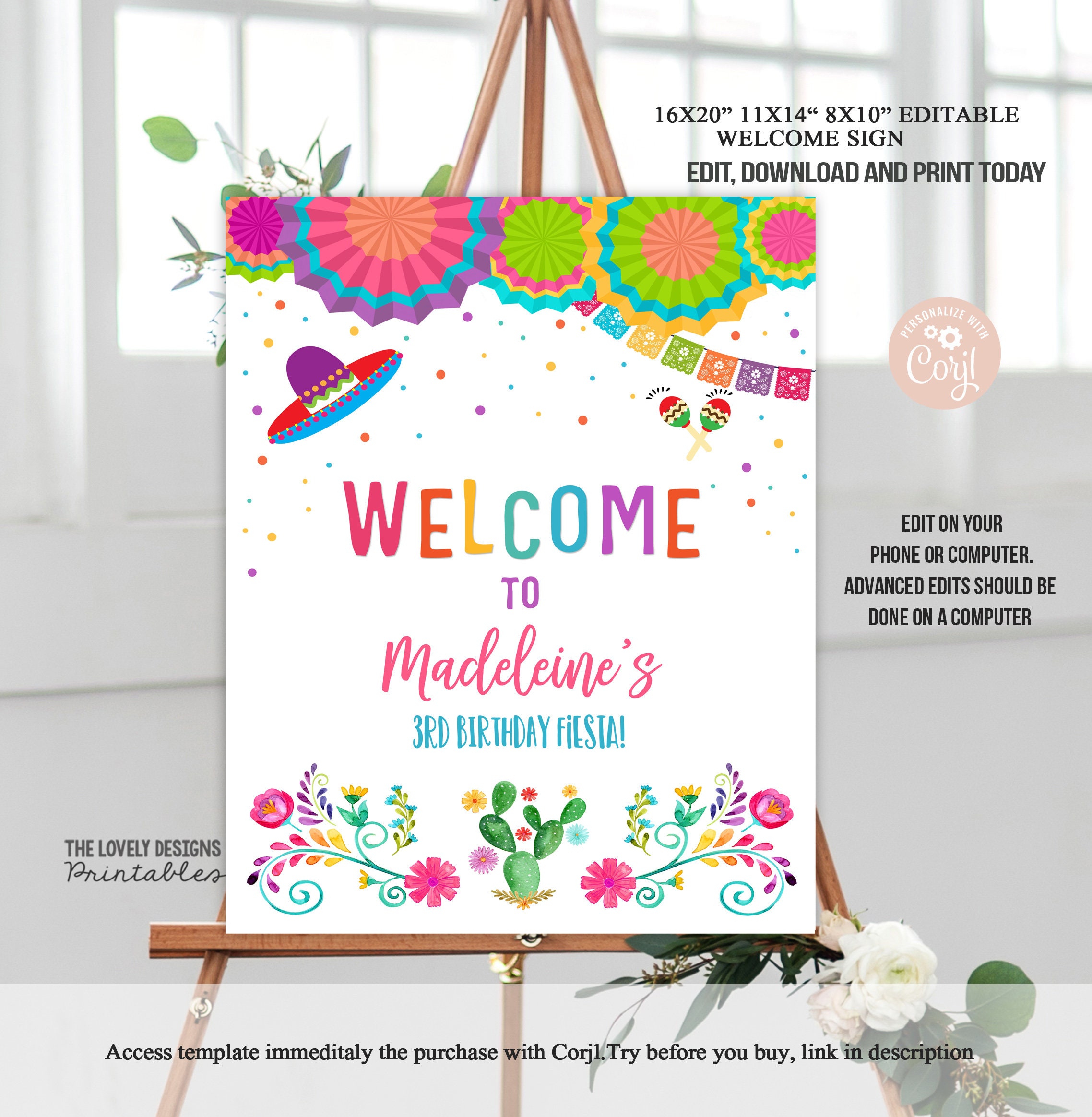 EDITABLE Fiesta Welcome Sign Fiesta Birthday Party Sign Fiesta | Etsy