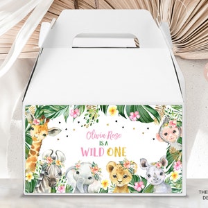 EDITABLE Jungle Wild One Gable Box Label Gift Box Label Printable ...