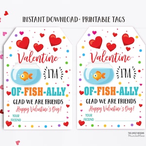 Valentine Goldfish Tags, O'fish'ally Glad We're Friends, Kids Valentine ...