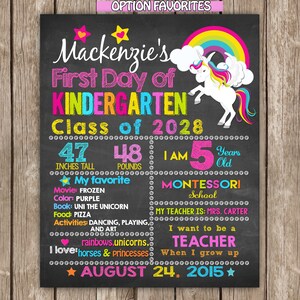 First Day of School Sign Rainbow Chalkboard Favorites Sign, ANY GRADE ...