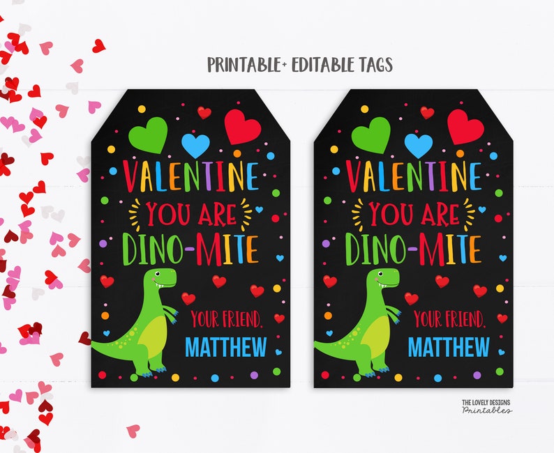 Dinosaur Valentine's Day Tag Dino-mite Valentine Dinosau - Etsy