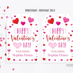 Hearts Valentine's Day Tag, Editable Hearts Tags Valentine's Day ...