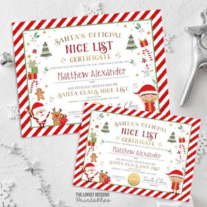 EDITABLE Elf Nice List Santa Claus Official Nice List Certificate ...