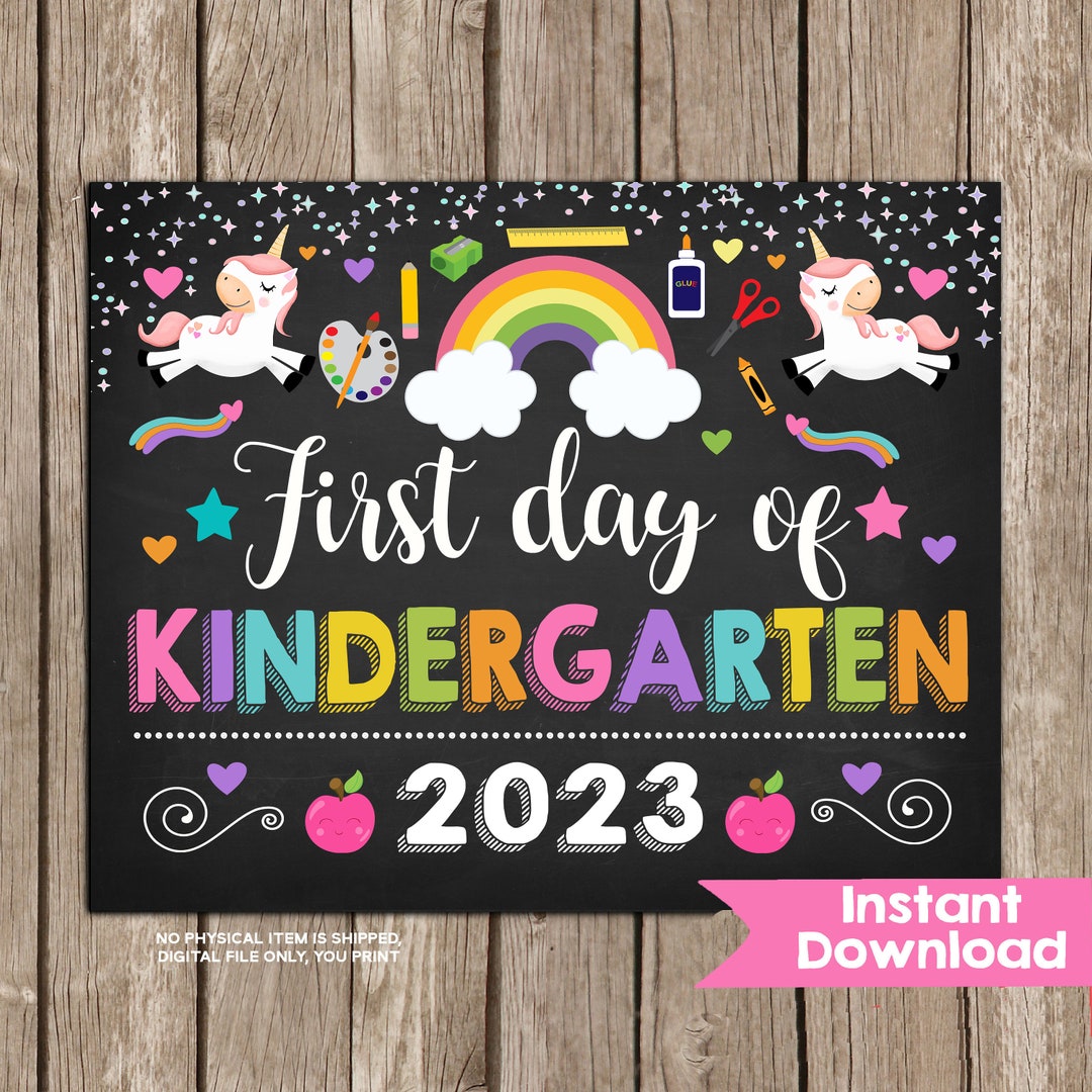 Unicorn First Day of Kindergarten Sign ,girl First Day of Kindergarten ...