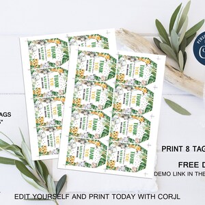EDITABLE Jungle Favor Tags Safari Animal Wild Time Jungle Boy Birthday ...
