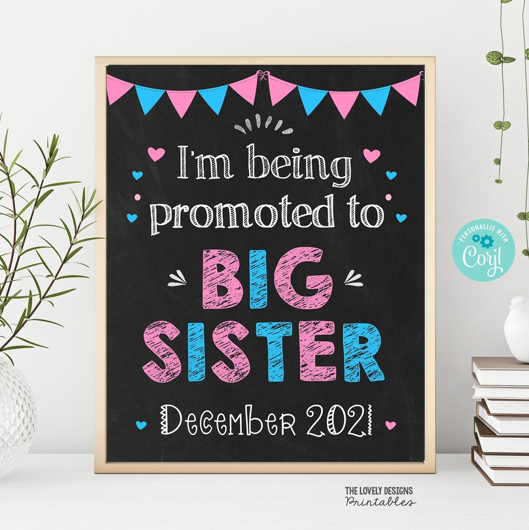 EDITABLE Big Sister Pregnancy Announcement Promoted to Big Sister ...