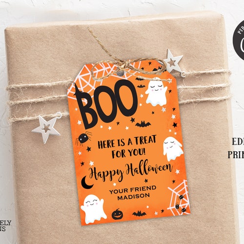 EDITABLE Happy Halloween Tag Printable Halloween Favor Tags - Etsy