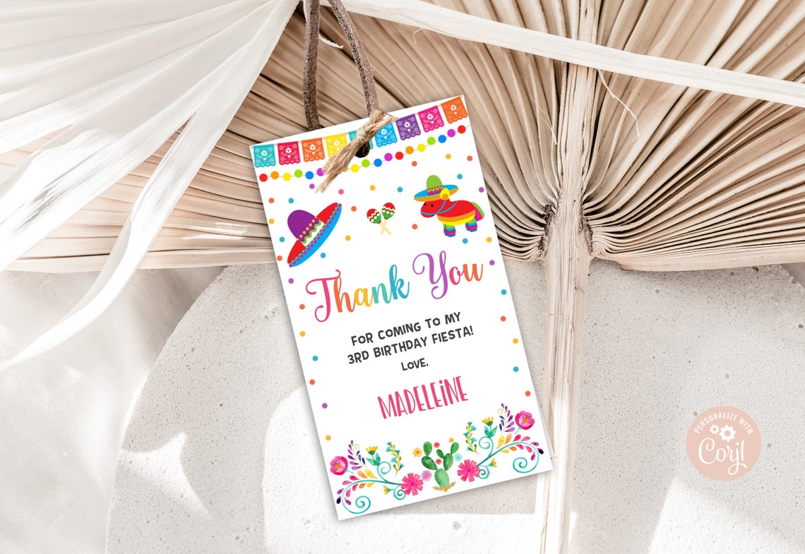 EDITABLE Piñata Fiesta Favor Tag Pinata Fiesta Girl Birthday | Etsy