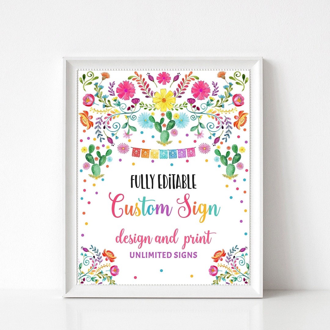 Fiesta Custom Sign Fully Editable Sign Fiesta Birthday Party Sign ...
