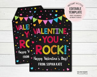 EDITABLE You Rock Valentine's Day Gift Tags, Staff Teacher Friend ...