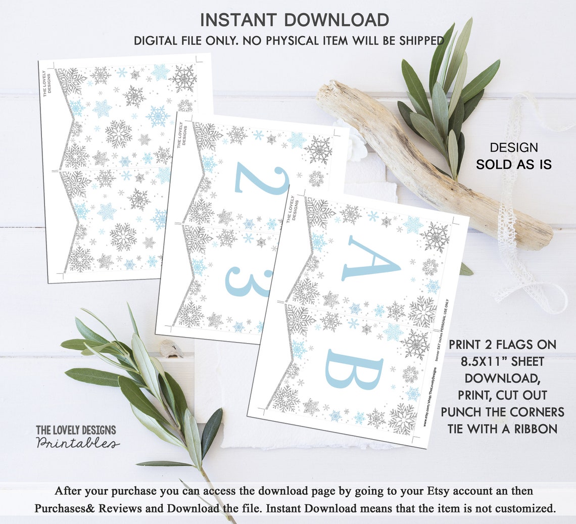 Winter Banner A-Z Alphabet Numbers Winter Wonderland Bunting Banner ...