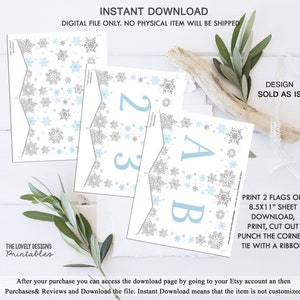 Winter Banner A-Z Alphabet Numbers Winter Wonderland Bunting Banner ...