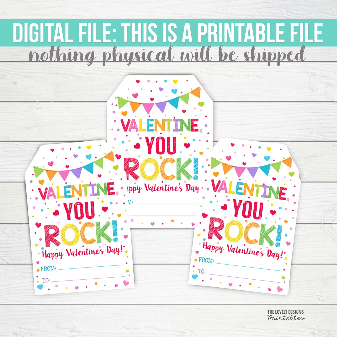 You Rock Valentine's Day Gift Tags Kids Classroom Pop - Etsy