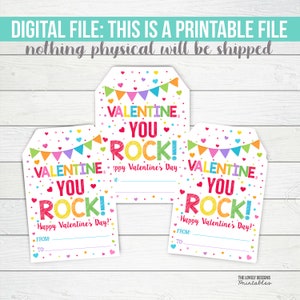 You Rock Valentine's Day Gift Tags, Kids Classroom Pop Rocks Printable ...