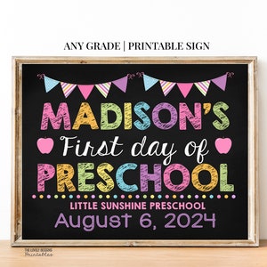 First Day of School, ANY Grade, Pastel Colors Chalkboard Photo Prop ...
