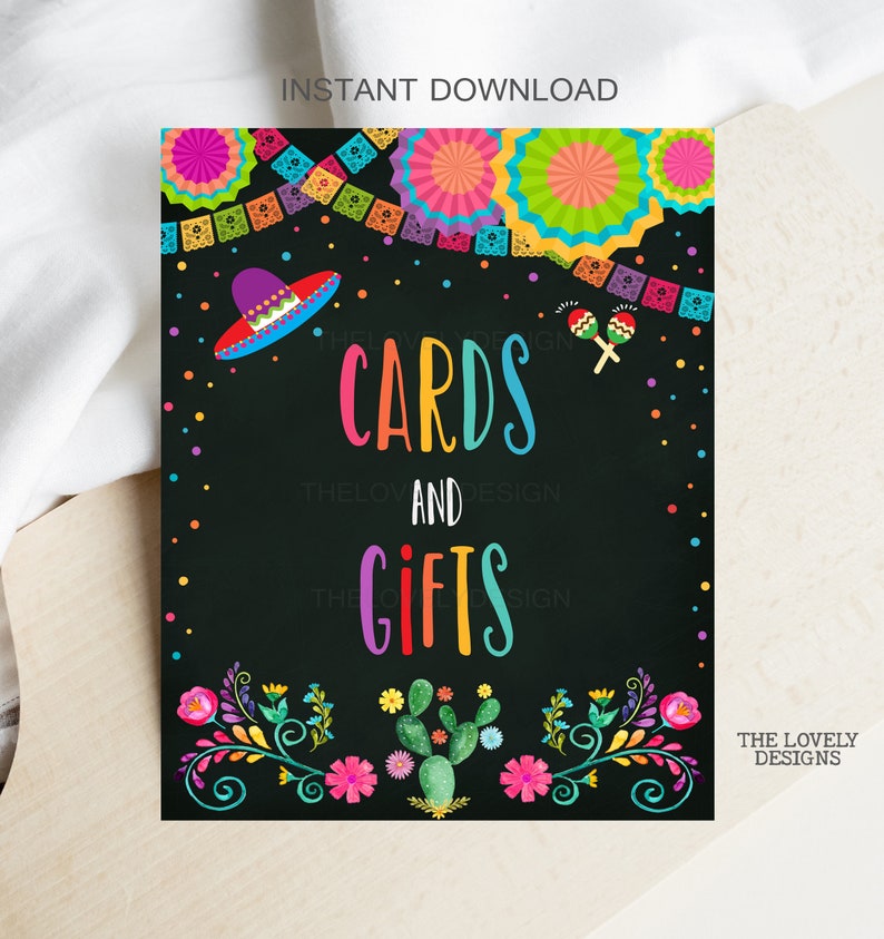 Fiesta Cards and Gifts Sign Fiesta Birthday Chalkboard Sign - Etsy