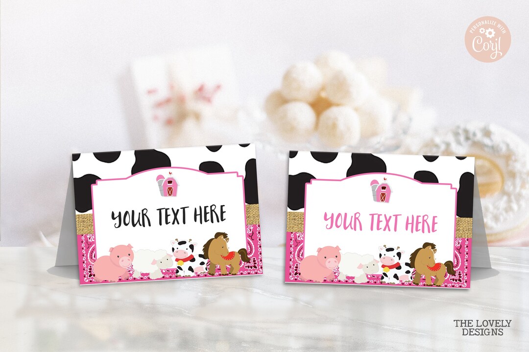 Editable Farm Food Tent Labels Farm Girl Birthday Place Card Farm ...