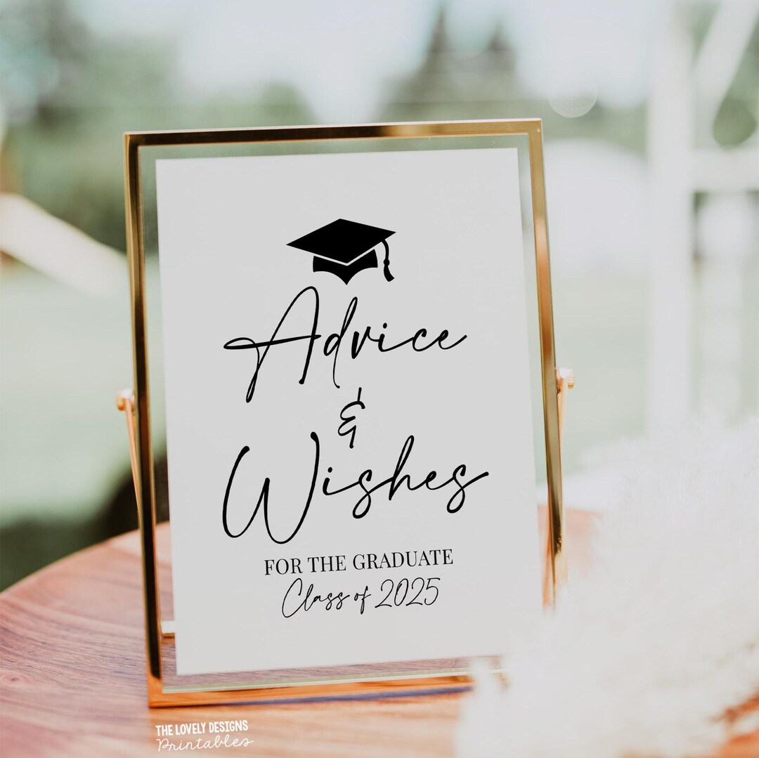 Advice and Wishes Sign, Graduation Modern Minimalist Party Sign ...