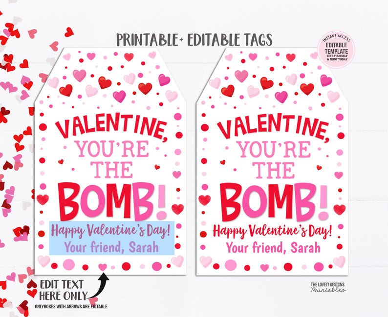 You're the Bomb Tag Valentine's Day, Bath Bomb Valentine Gift Tag, Hot ...