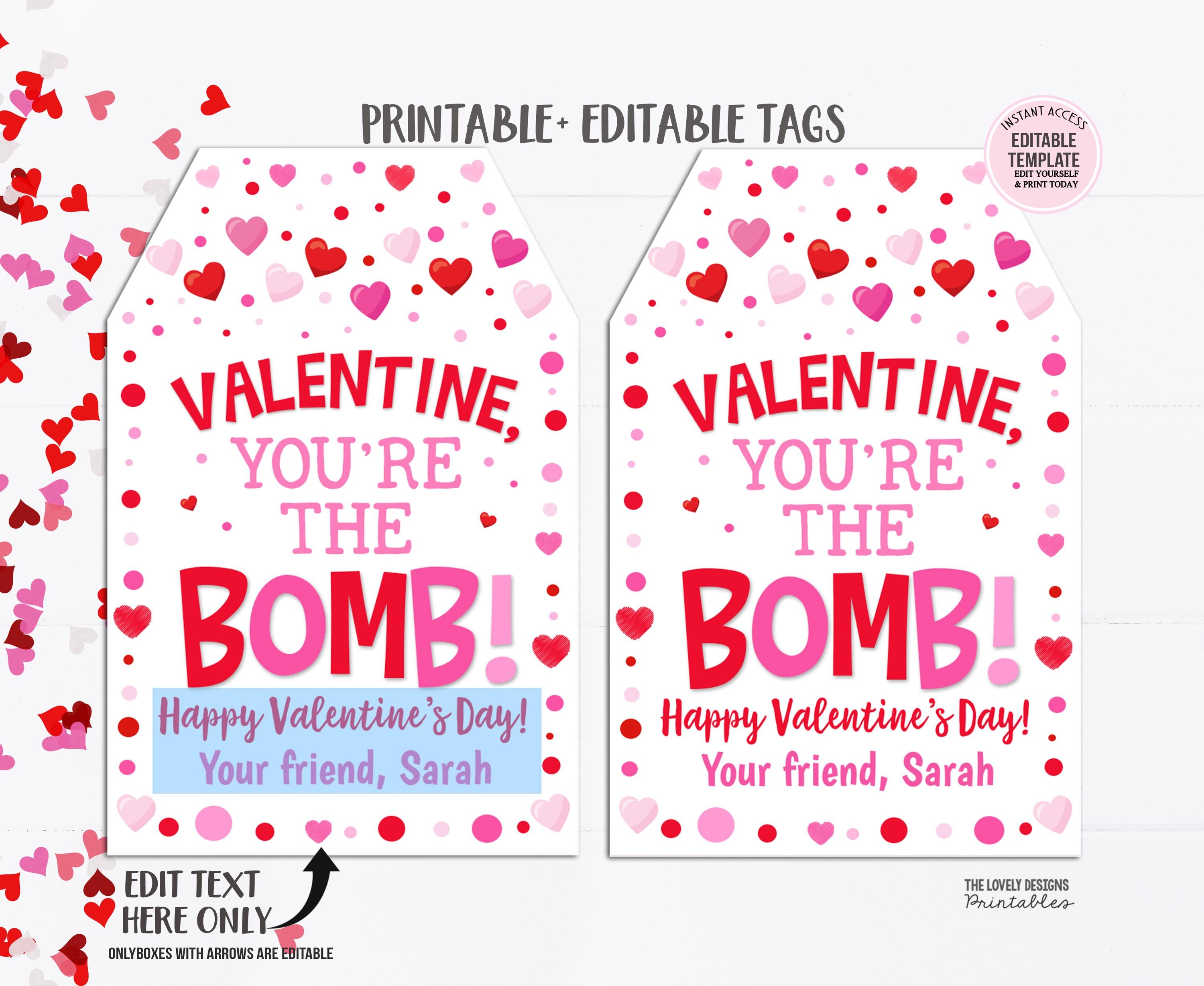 You're the Bomb Tag Valentine's Day, Bath Bomb Valentine Gift Tag, Hot ...