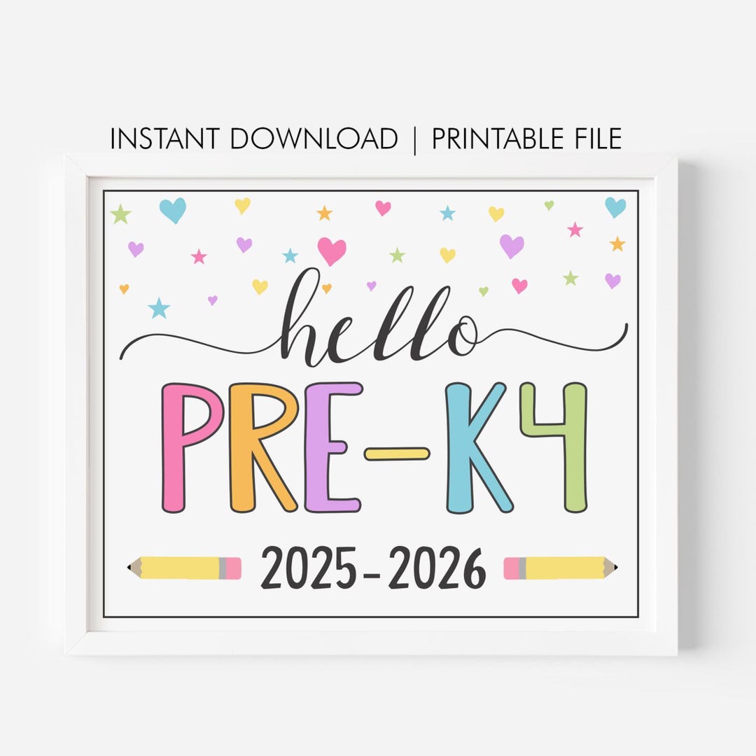 Girl First Day of PRE-K4 Sign INSTANT DOWNLOAD Photo Prop, First Day of ...