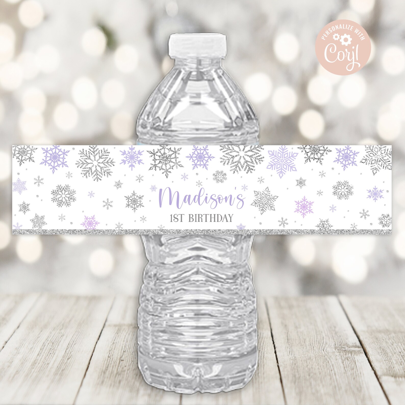 EDITABLE Winter Bottle Label Winter Birthday Party Labels - Etsy