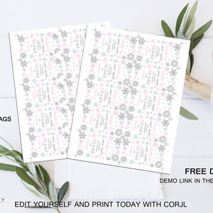 EDITABLE Winter Onederland Favor Tag Winter 1st Birthday Gift Tag ...