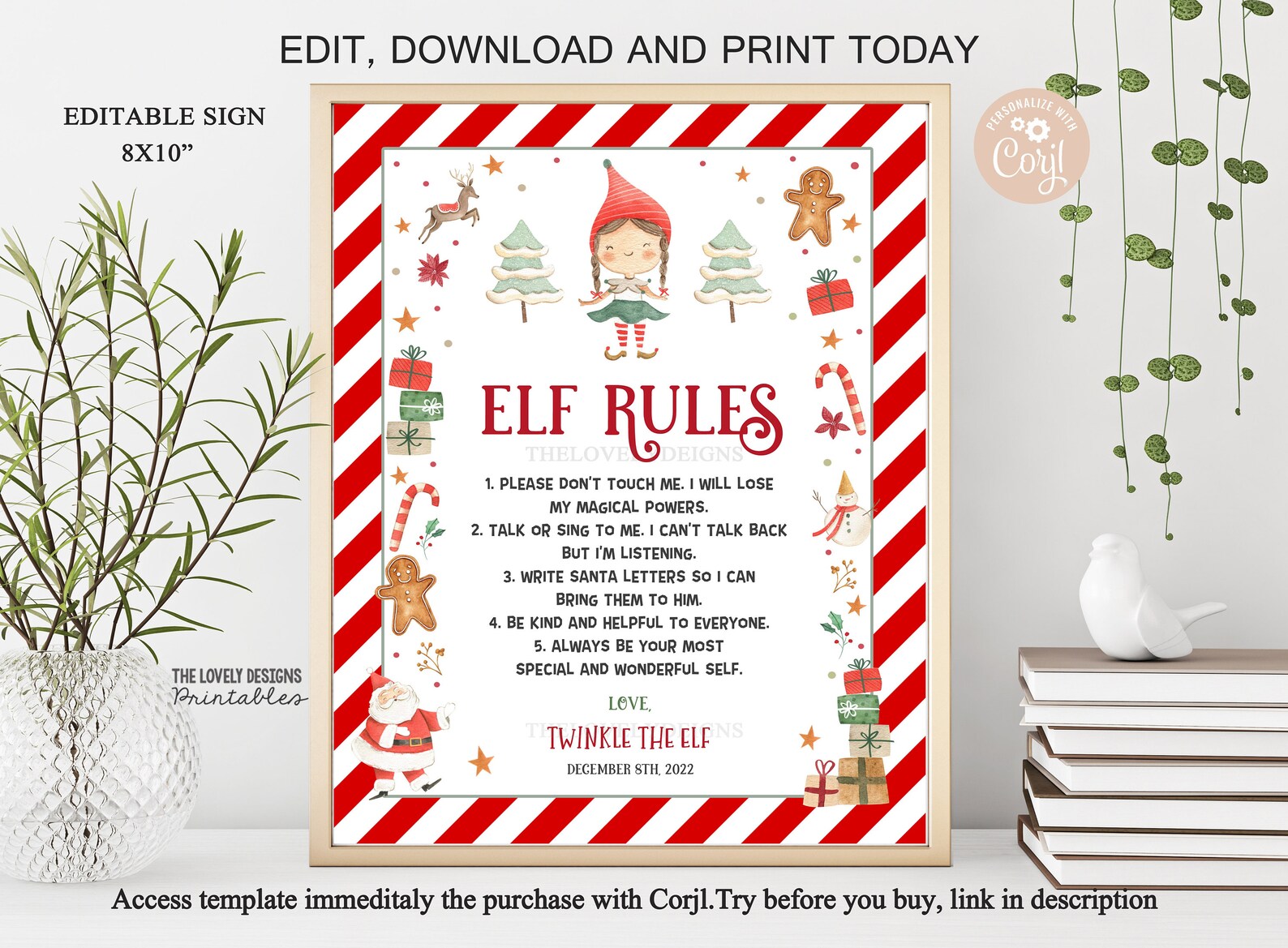 EDITABLE Elf Rules Sign Elf Arrival Rules Letters No Touching - Etsy