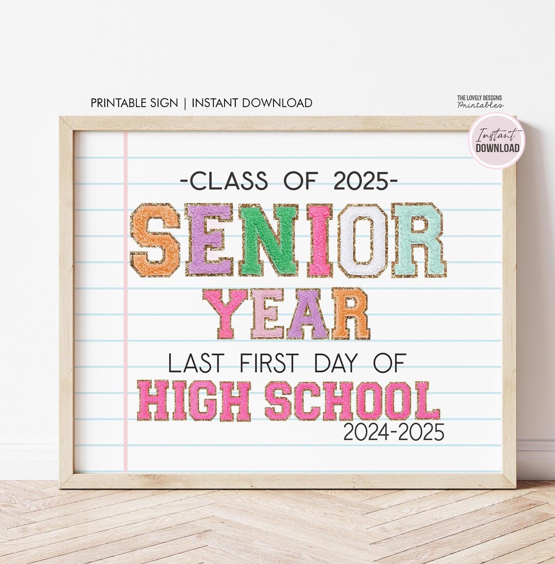 First Day of Senior Year Sign, First Day of 12th Grade Sign, Class of ...