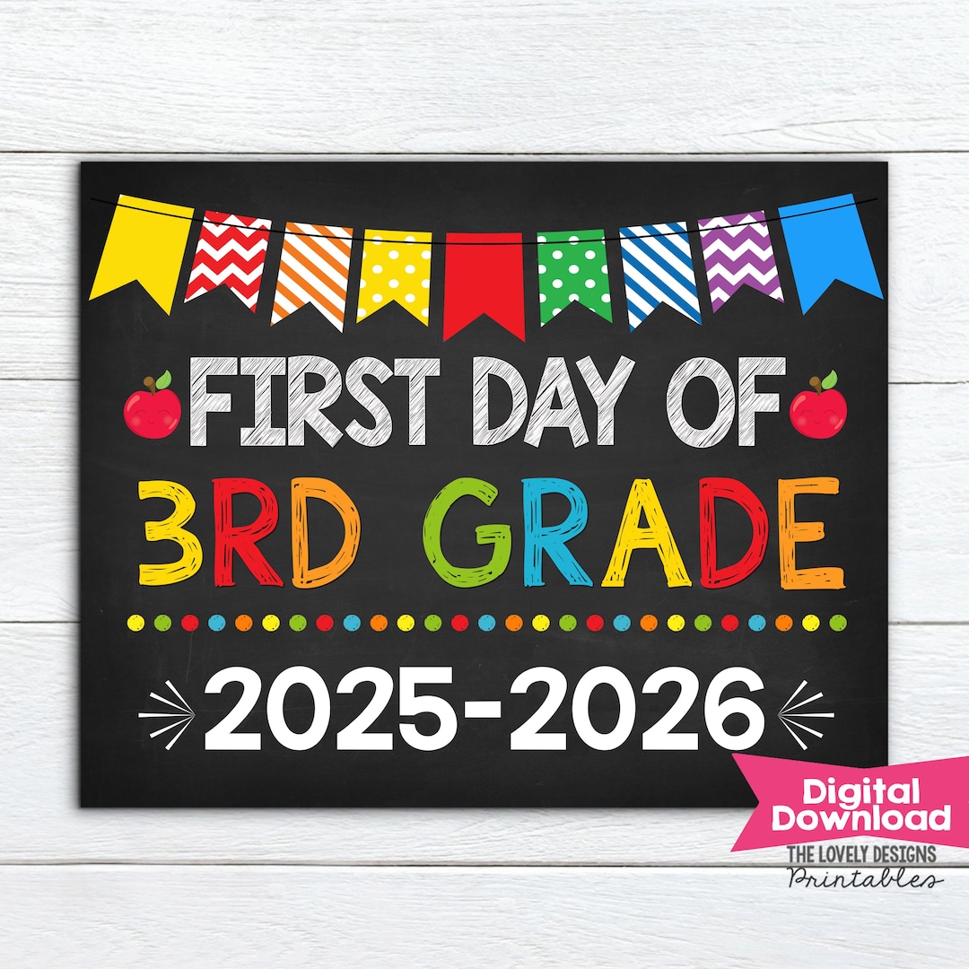 First Day of 3rd Grade Sign First Day of Third Grade Sign INSTANT ...