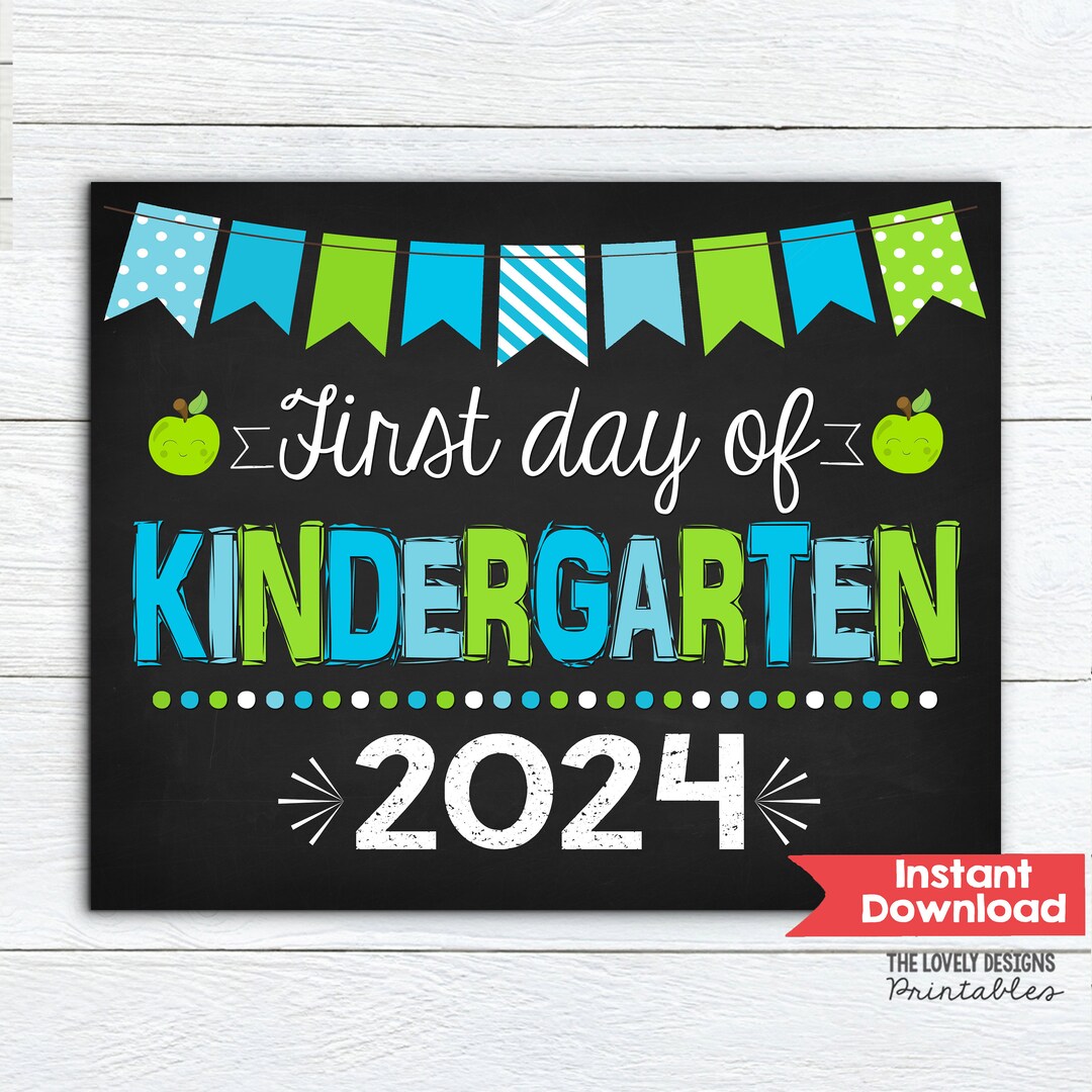 Boy First Day of Kindergarten Sign Back to School Chalkboard Sign Photo ...
