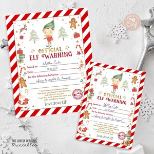 EDITABLE Elf Warning Letter Elf Behavior Letter Official Elf Warning ...