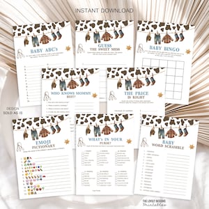 Cowboy Baby Shower Games X8 Package Cowboy Baby Shower Activity Country ...