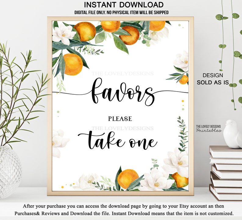 Favors Take One Sign Little Cutie Baby Shower Orange Baby Shower Favors ...