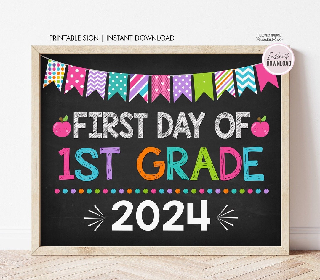 Chica Primer día de 1er grado Signo 8x10 DESCARGA INSTANTE Foto Prop ...