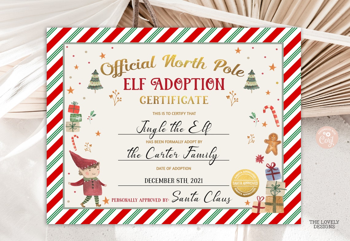 EDITABLE Elf Adoption Certificate Adopt an Elf Letter Adopt - Etsy