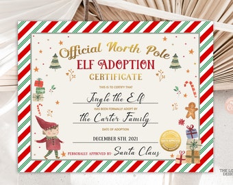 Elf Printable Adoption Certificate Christmas Welcome Letter - Etsy