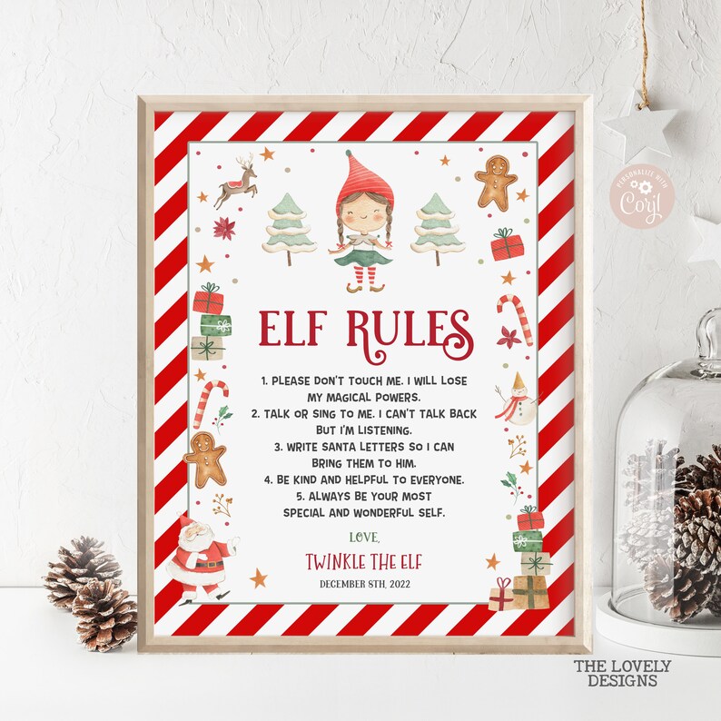 EDITABLE Elf Rules Sign Elf Arrival Rules Letters No Touching - Etsy