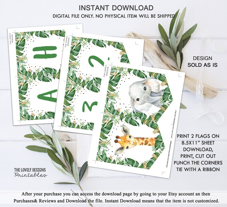 Jungle Birthday Banner Safari Animals Zoo Bunting Banner - Etsy