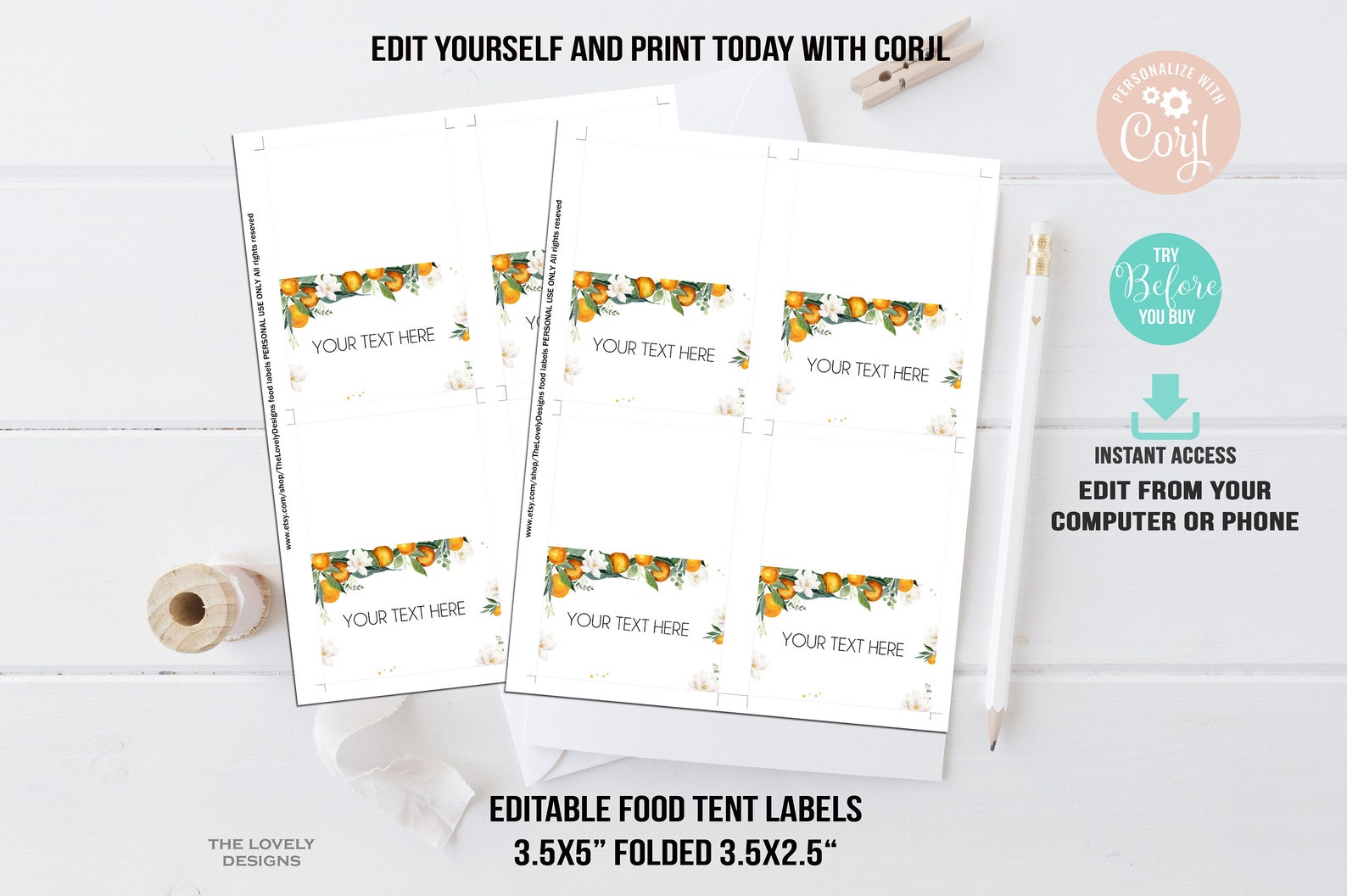 Editable Orange Food Tent Label Little Cutie Baby Shower Food Labels ...