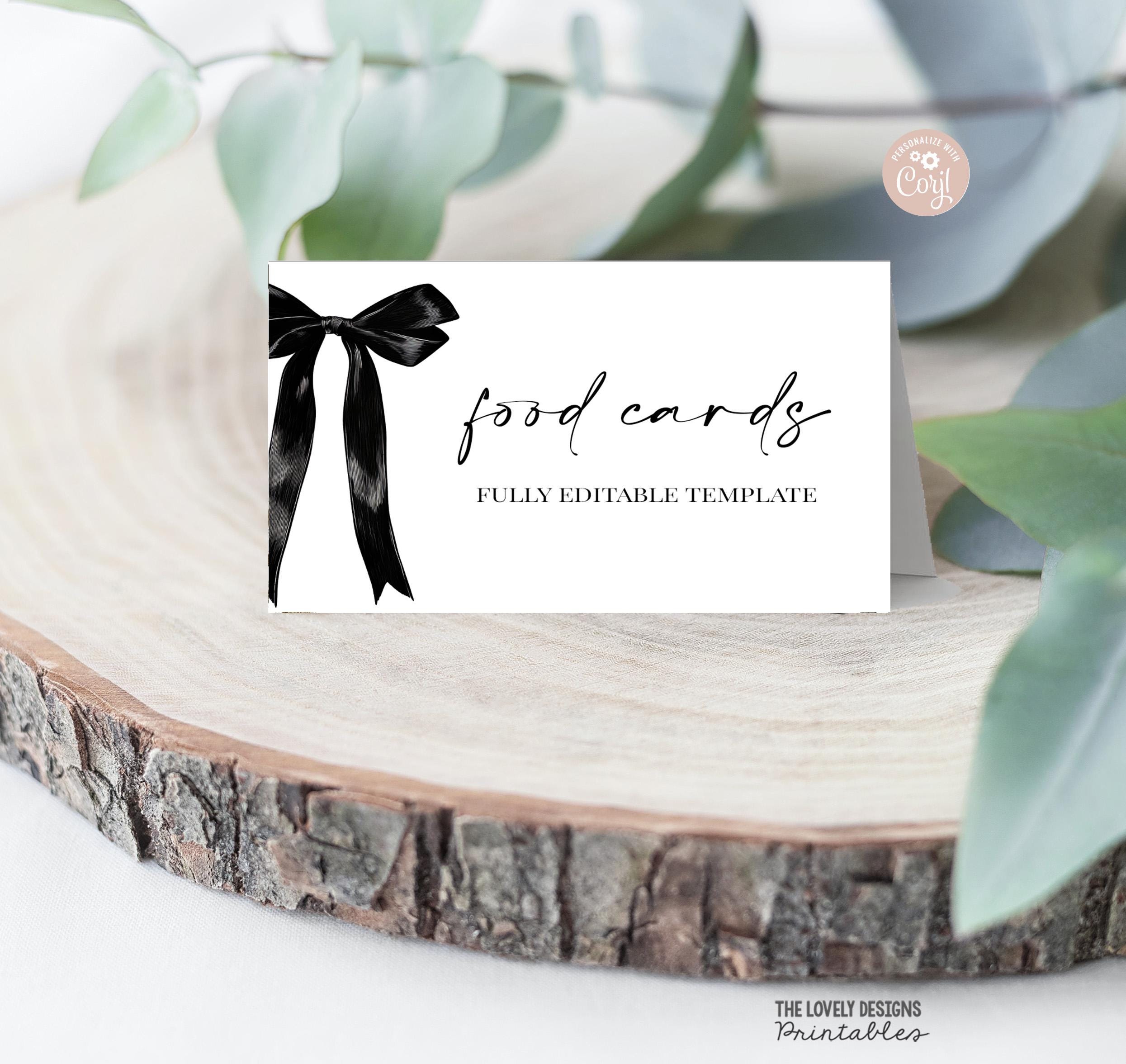 EDITABLE Food Tent Label Graduation Place Cards Graduation Black Bow ...