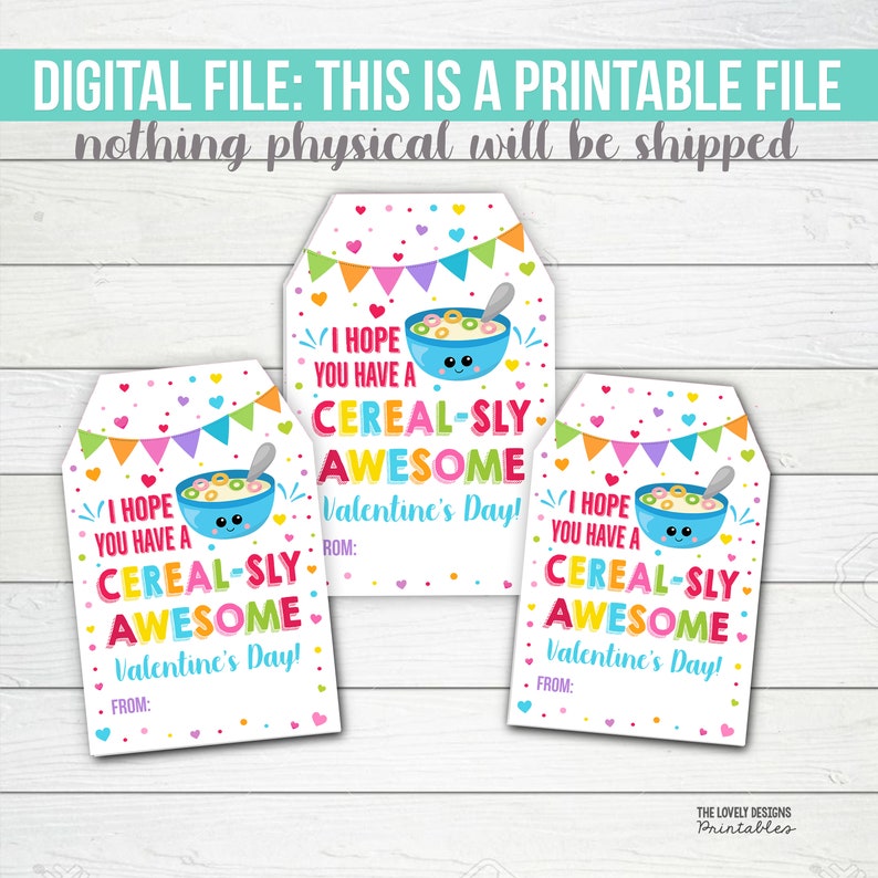 Cereal Valentine Tag, Cereal-sly Awesome Valentine's Day Cereal Tag ...