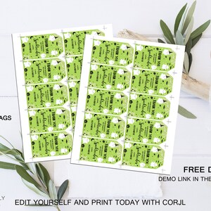 EDITABLE Halloween Gift Tag Halloween Green Ghost Birthday Favor Tags ...