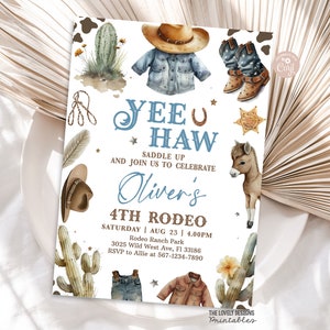 Cowboy Yee Haw Rodeo Invitation Any Age Cowboy Birthday Country Western ...