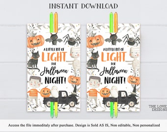 A Little Light for Halloween Night Glow Stick Bracelet Card. | Etsy