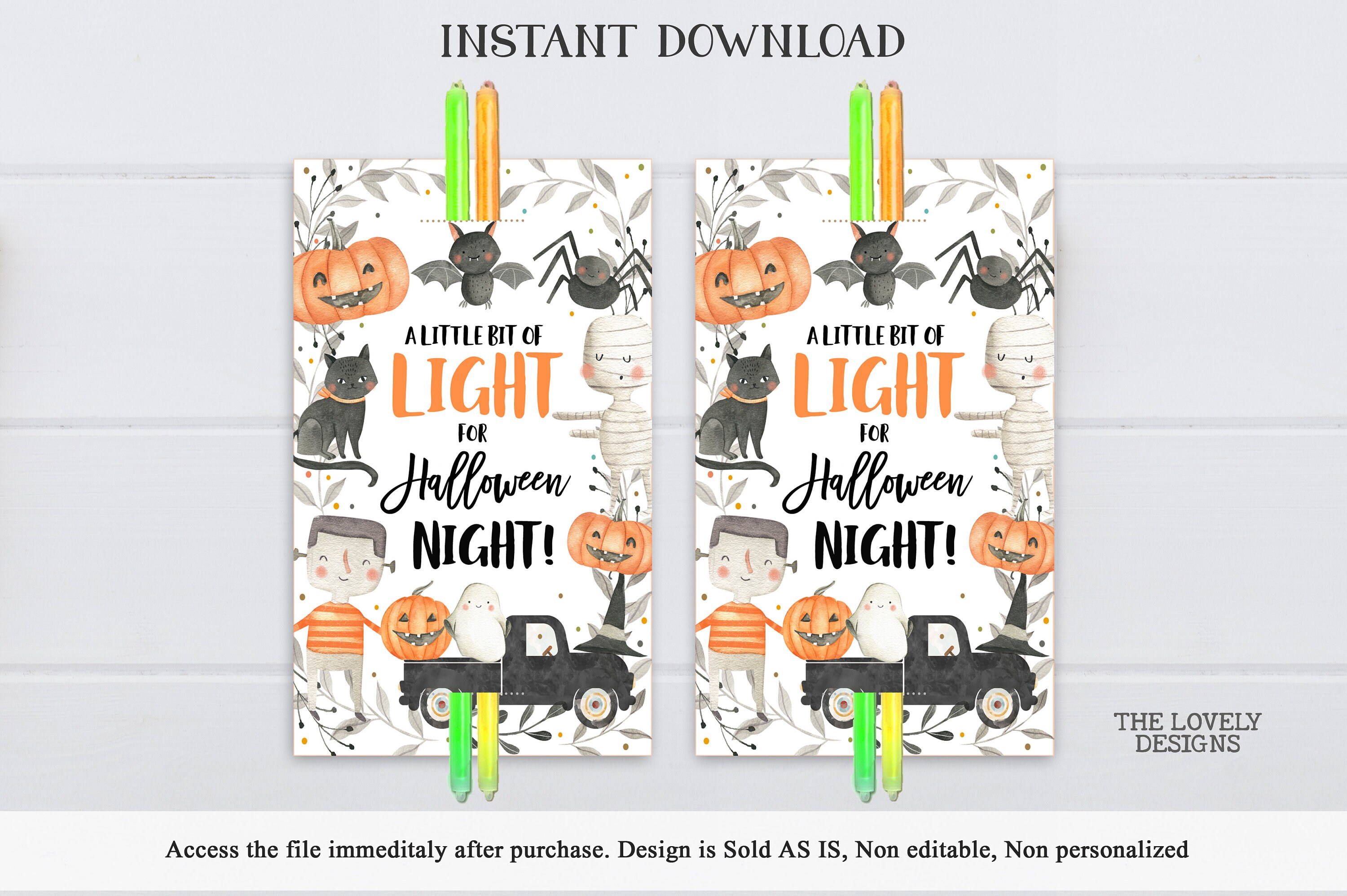 Halloween Glow Stick Tag A Little Light for Halloween Night Card ...