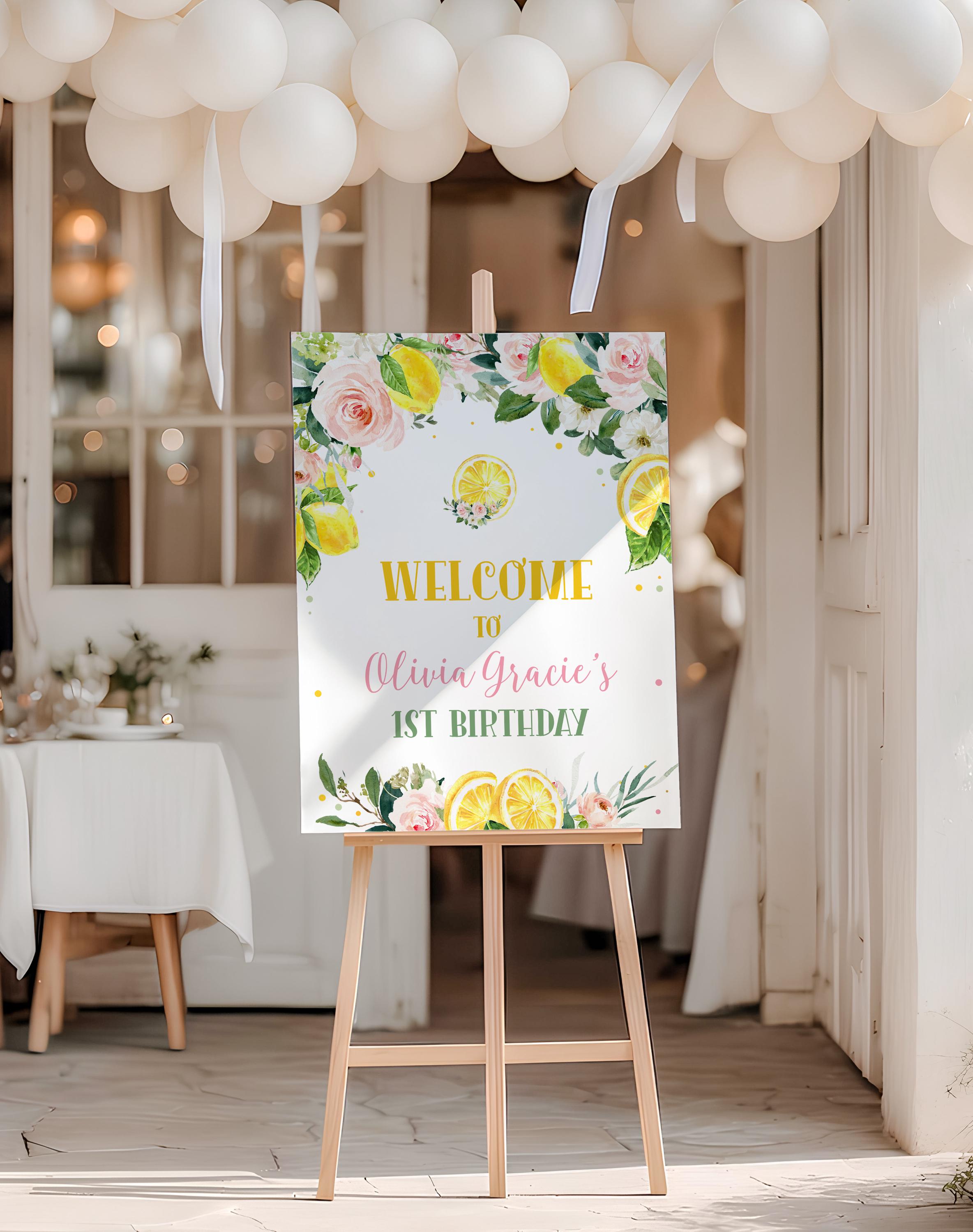 Editable Lemonade Welcome Sign Lemonade Birthday Party Sign Sunshine ...