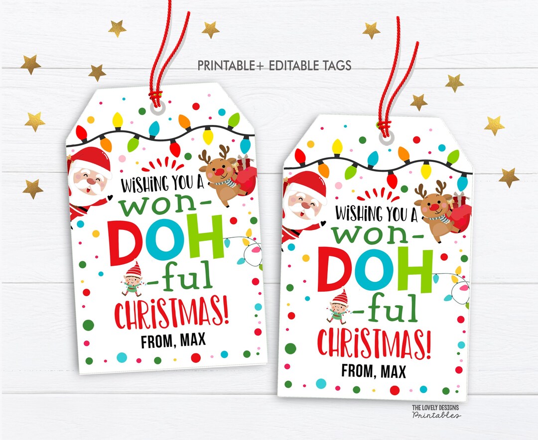 Christmas Gift Tags, Doh Christmas Tag Printable Holiday Kids Classroom ...